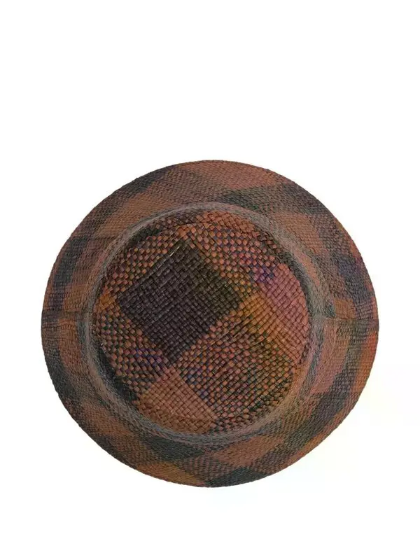 Johanna Ortiz Checked Wide Brim Hat