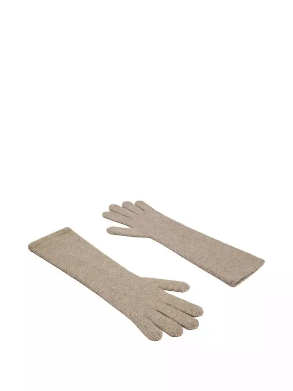 Max Mara Ribbed Knit Gloves - Neutrals