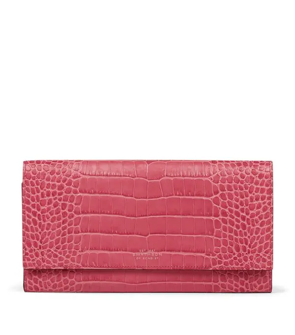 Smythson Leather Mara Marshall Travel Wallet - Pink