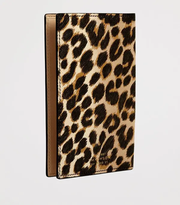 Smythson Panama Leather Leopard Print Passport Cover