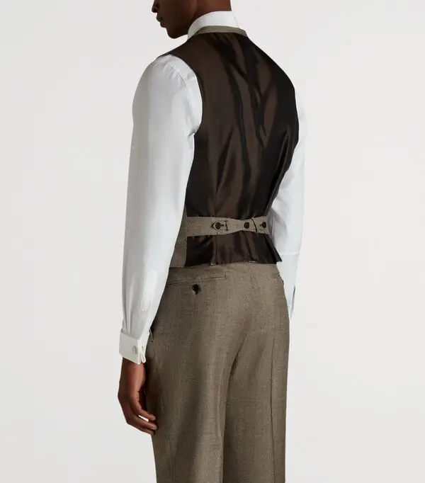 Dunhill Wool Glen Check Double-breasted Waistcoat - Brown