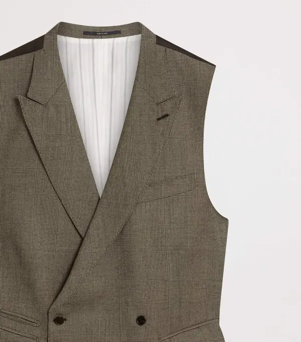 Dunhill Wool Glen Check Double-breasted Waistcoat - Brown