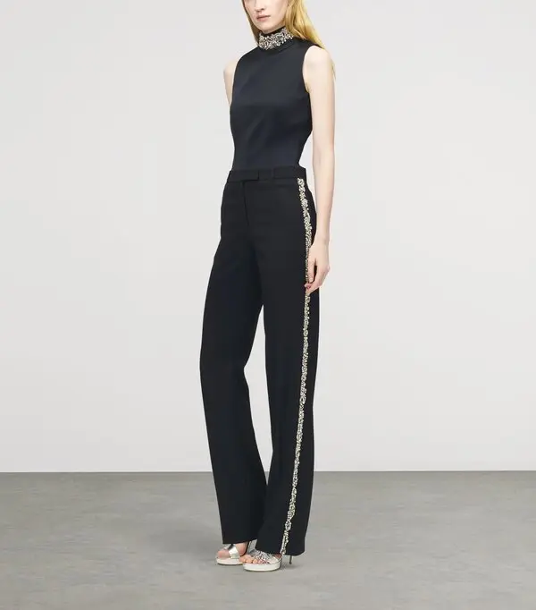 Alexander McQueen Wool Tuxedo Trousers With Embellishments