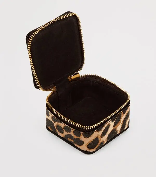 Smythson Panama Leather Leopard Print Trinket Case
