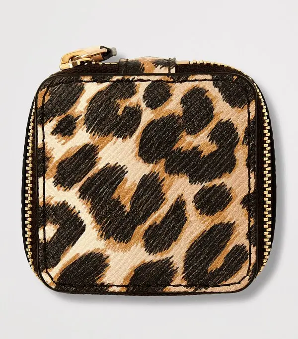 Smythson Panama Leather Leopard Print Trinket Case