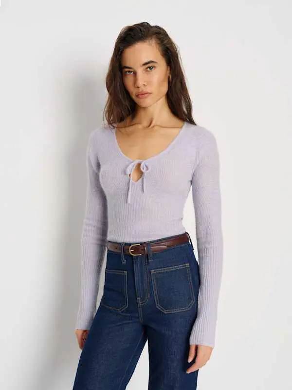 REFORMATION Aimee Fine Alpaca Sweater - Purple