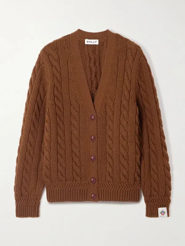 Bally Cable-knit Wool Cardigan - Brown