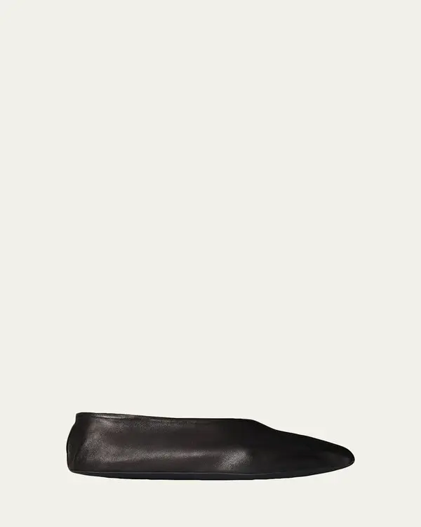 THE ROW Stella Leather Slippers - Black