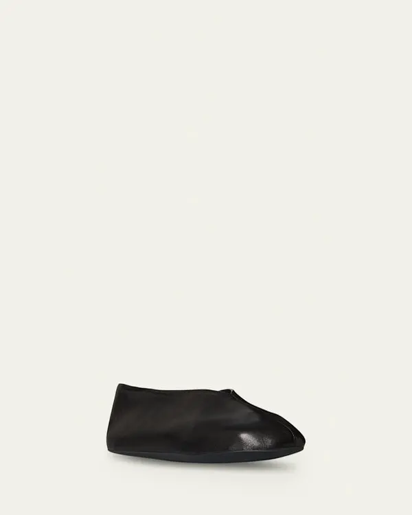 THE ROW Stella Leather Slippers - Black