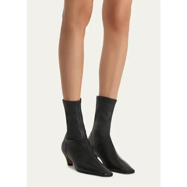 Khaite Arizona Leather Ankle Boots - Black