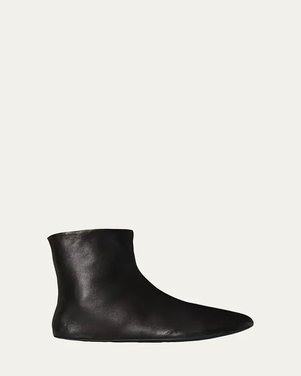 THE ROW Stella Leather Booties - Black