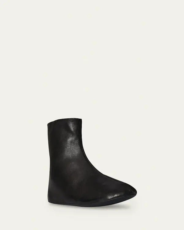 THE ROW Stella Leather Booties - Black
