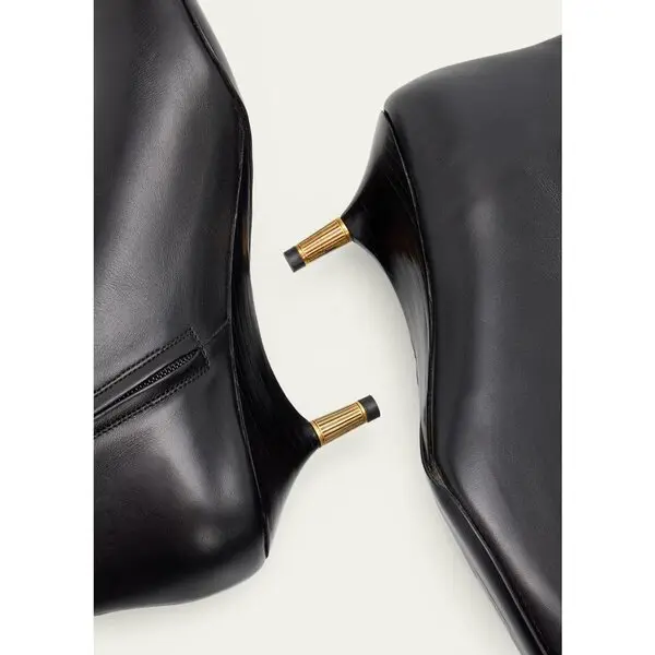 Khaite 55mm Bella Leather Ankle Boots - Black