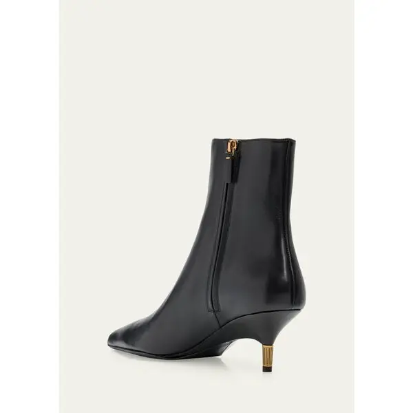 Khaite 55mm Bella Leather Ankle Boots - Black