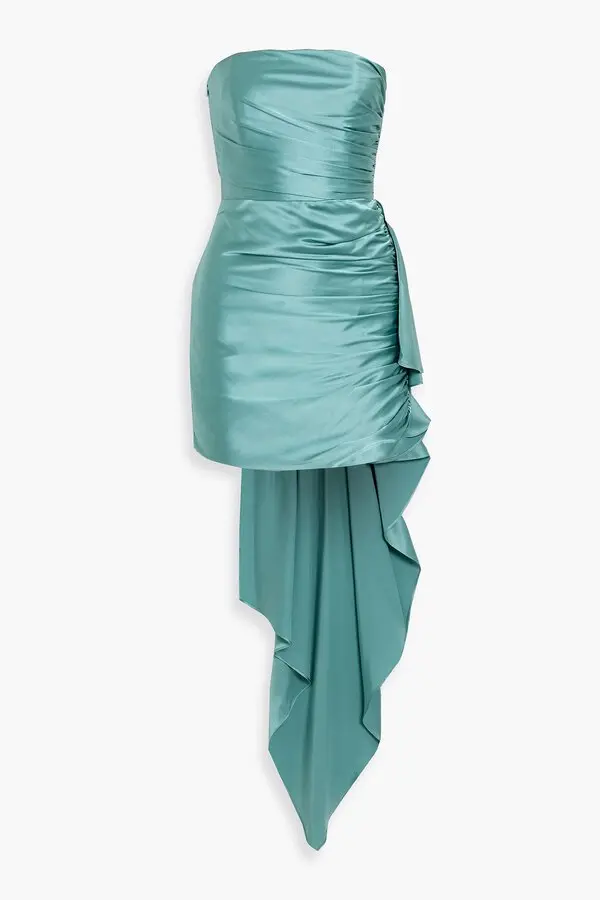 Michelle Mason Strapless Draped Silk-satin Mini Dress