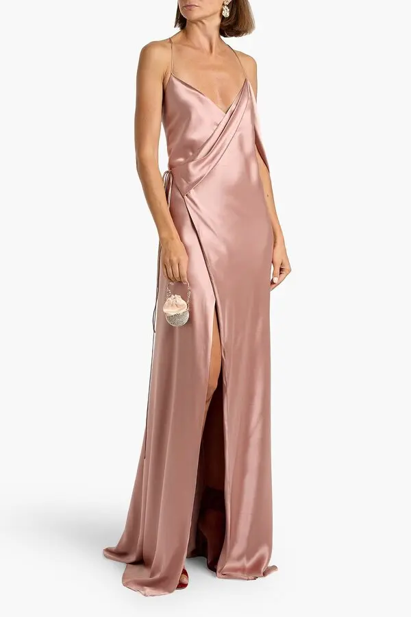 Michelle Mason Draped Silk-satin Maxi Gown - Blush
