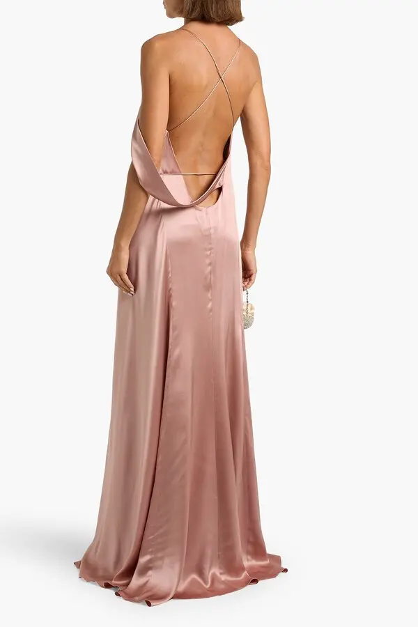 Michelle Mason Draped Silk-satin Maxi Gown - Blush