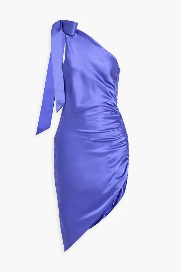 Michelle Mason Asymmetric One-shoulder Silk-satin Dress - Violet