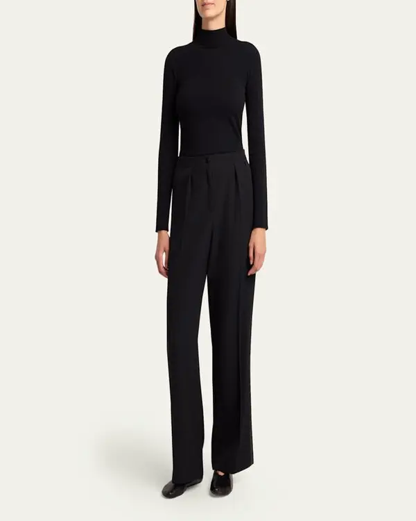 THE ROW Felicita Double Pleated Wide-leg Tuxedo Pants