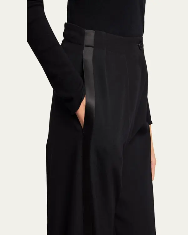 THE ROW Felicita Double Pleated Wide-leg Tuxedo Pants
