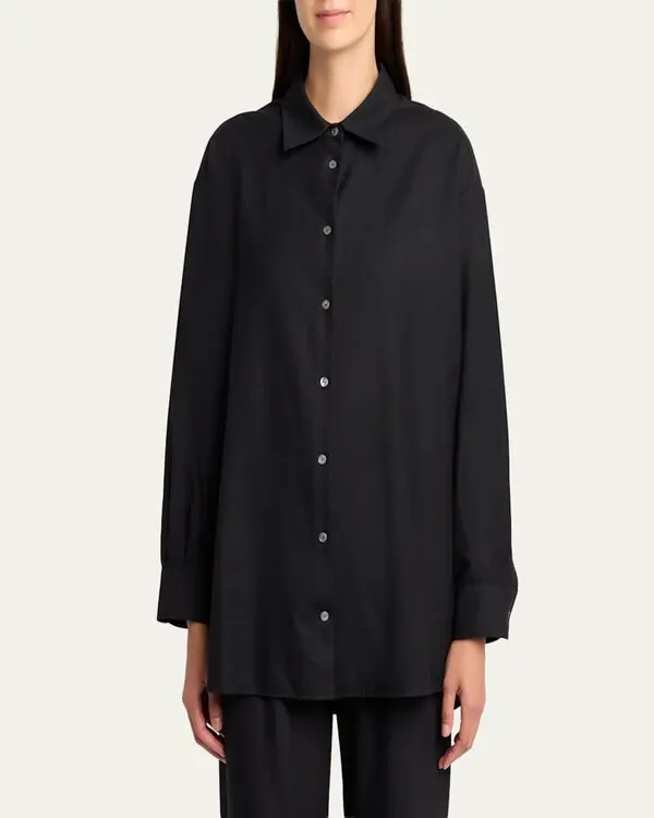 THE ROW Luka Wool Twill Button-down Shirt