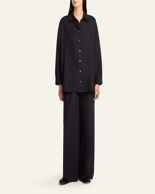 THE ROW Luka Wool Twill Button-down Shirt