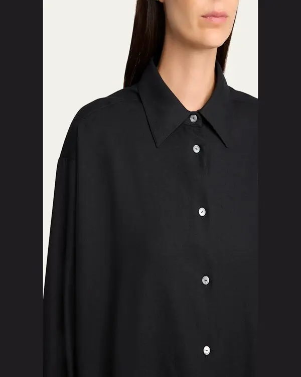 THE ROW Luka Wool Twill Button-down Shirt