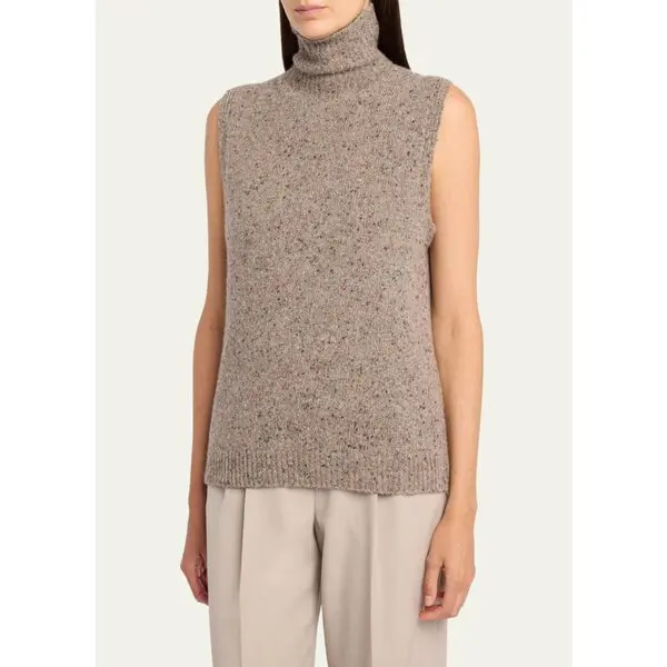 THE ROW Merilas Cashmere Sleeveless Turtleneck Sweater - Sepia
