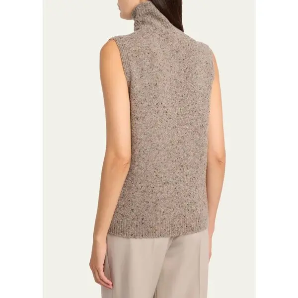 THE ROW Merilas Cashmere Sleeveless Turtleneck Sweater - Sepia