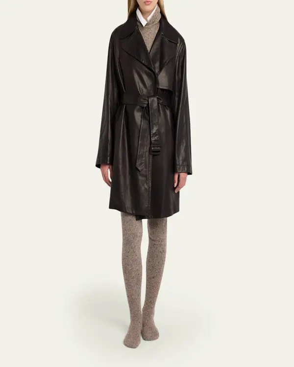 THE ROW Siempra Leather Wrap Trench Coat