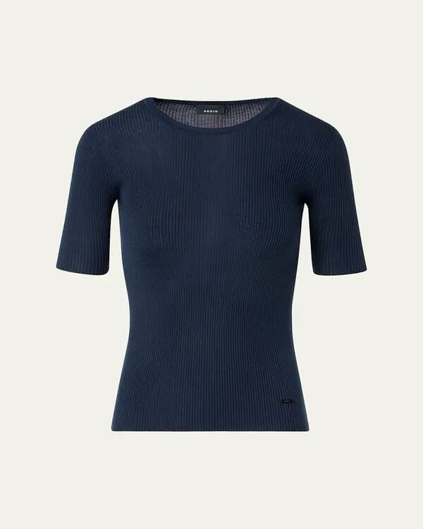 Akris Cotton Silk Short-sleeve Sweater