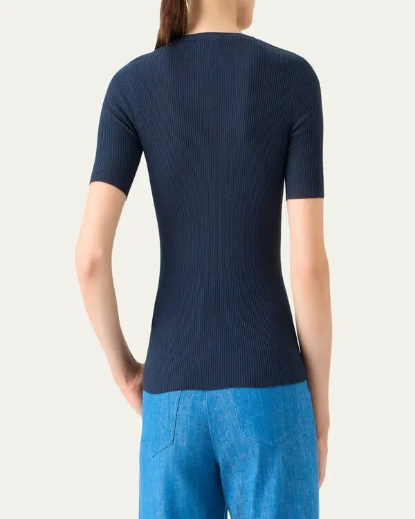 Akris Cotton Silk Short-sleeve Sweater
