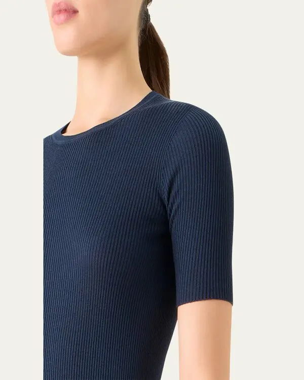 Akris Cotton Silk Short-sleeve Sweater