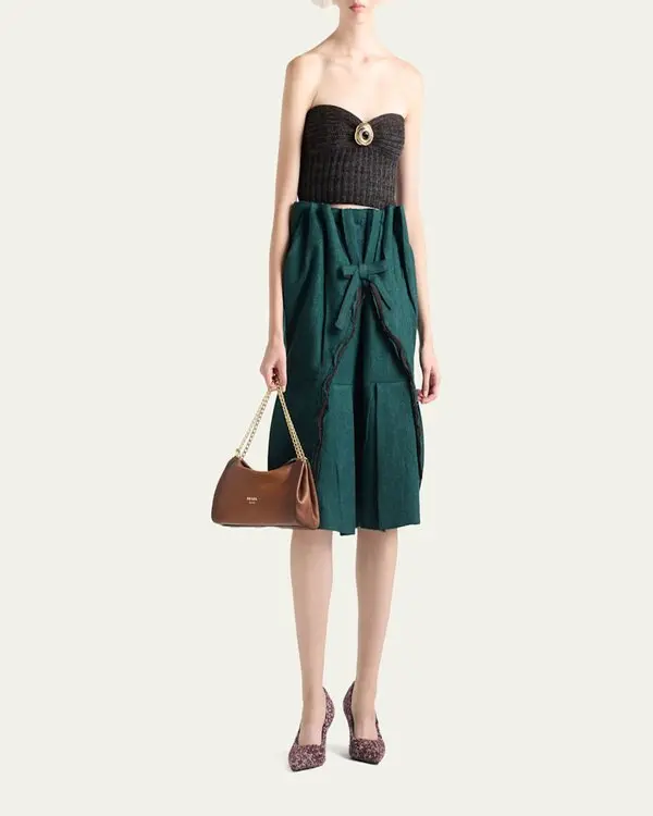 Prada Cashmere And Wool Bandeau Top With Brooch