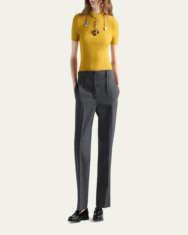 Prada Rush Stitch Wool Pants - Dark Grey
