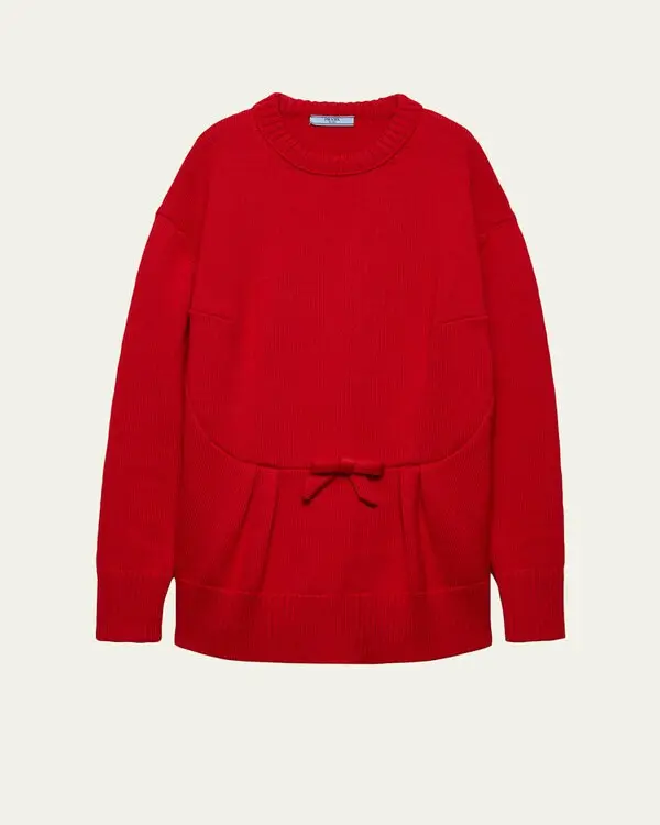 Prada Wool Crewneck Sweater With Bow