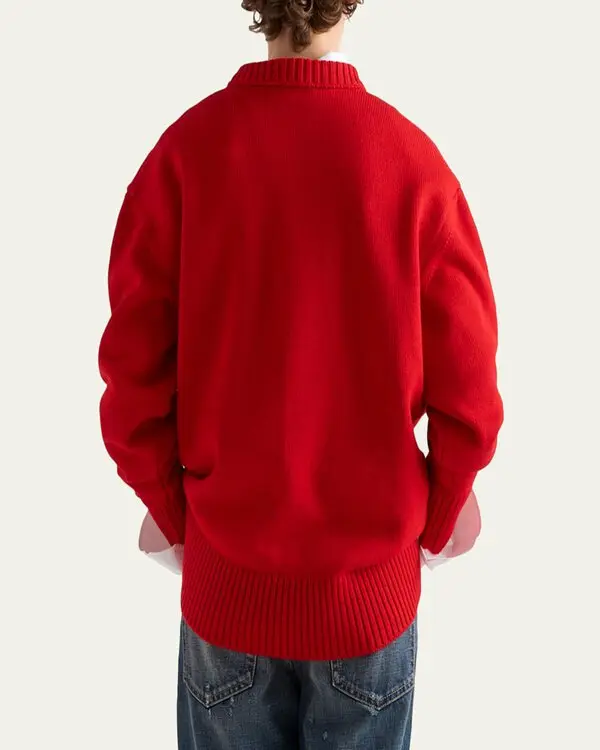 Prada Wool Crewneck Sweater With Bow