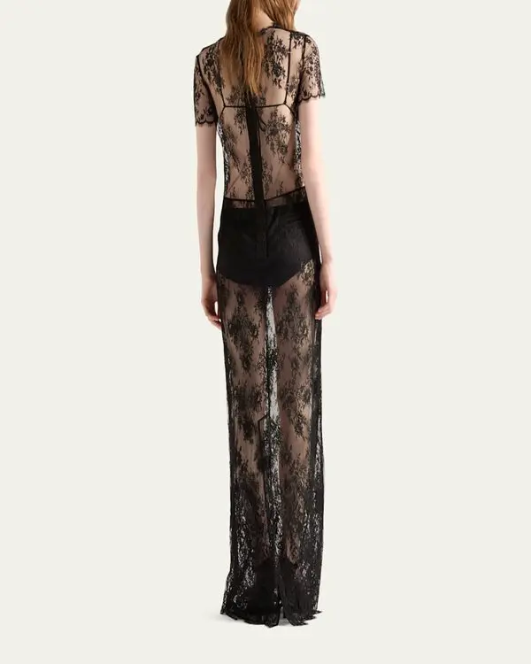 Prada Lace Short-sleeve Dress
