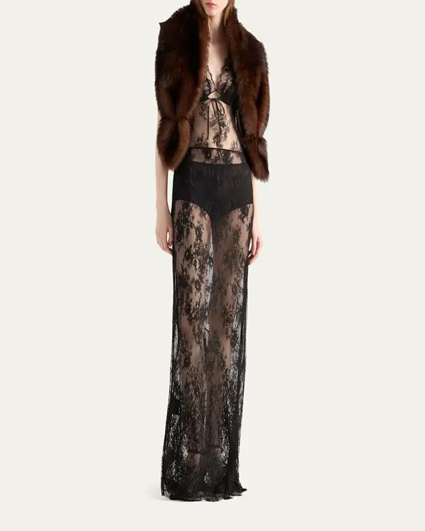 Prada Lace Short-sleeve Dress