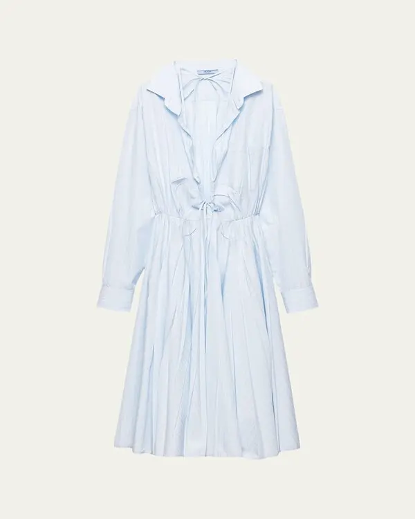 Prada Tie-front Cotton Shirtdress