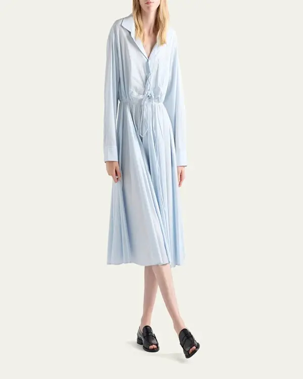Prada Tie-front Cotton Shirtdress