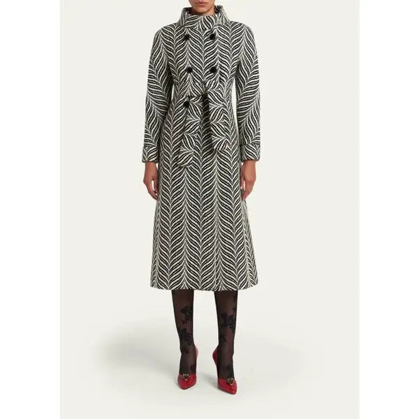 Valentino Garavani Zigzag Double-breasted Belted Long Coat
