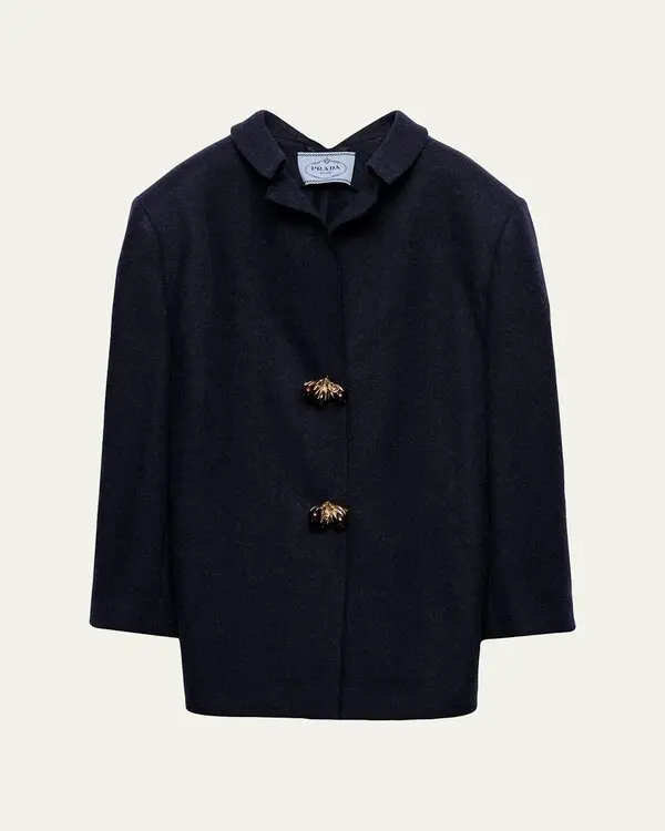 Prada Wool Jewel-button Coat