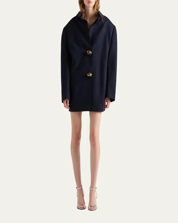 Prada Wool Jewel-button Coat