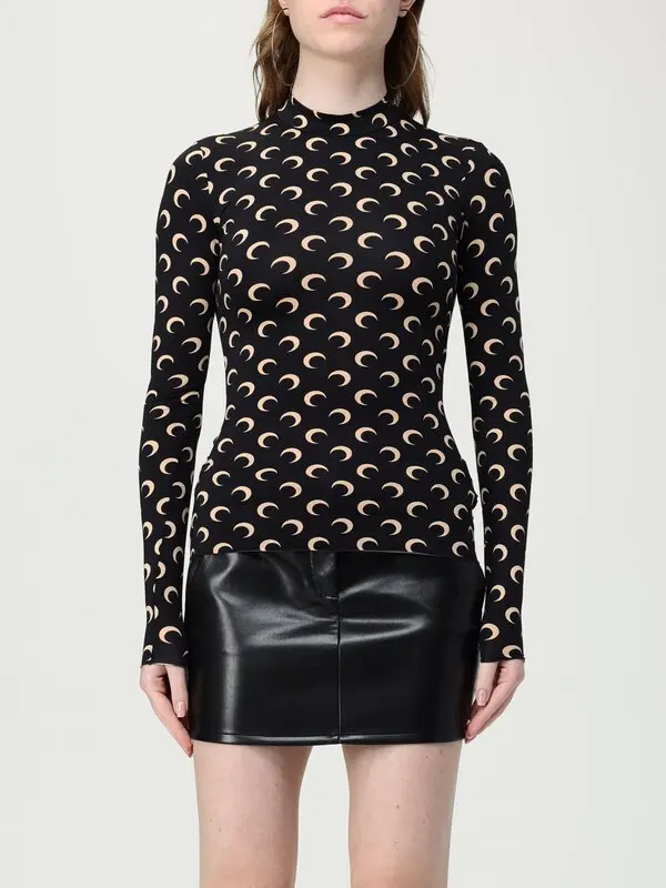 MARINE SERRE Moon Lozenge" Print High Neck Top - Black