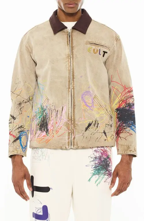 CULT OF INDIVIDUALITY Graphic Cotton Canvas Jacket - Scribble
