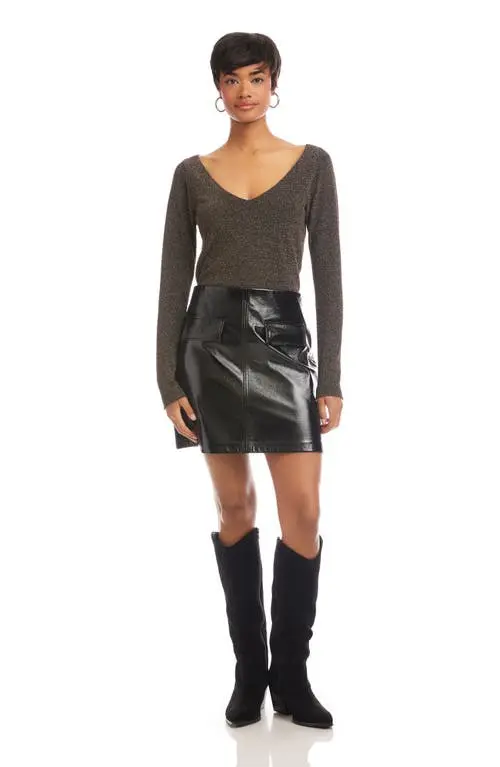 Fifteen Twenty Faux Leather Mini Skirt With Faux Flap Pockets