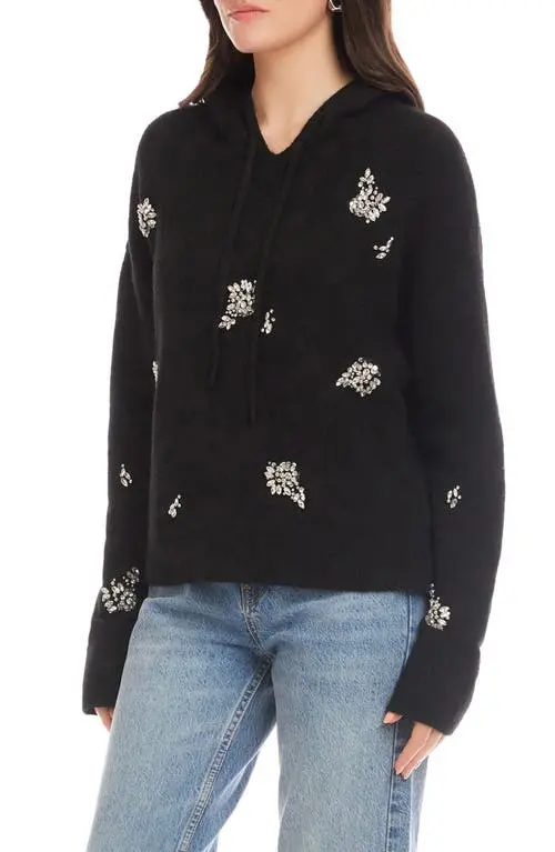 Fifteen Twenty Crystal Embellished Knit Hoodie