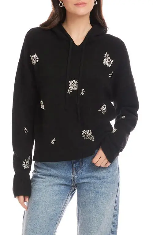 Fifteen Twenty Crystal Embellished Knit Hoodie