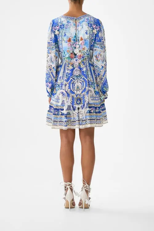 Camilla Tie Front Blouson Mini Dress